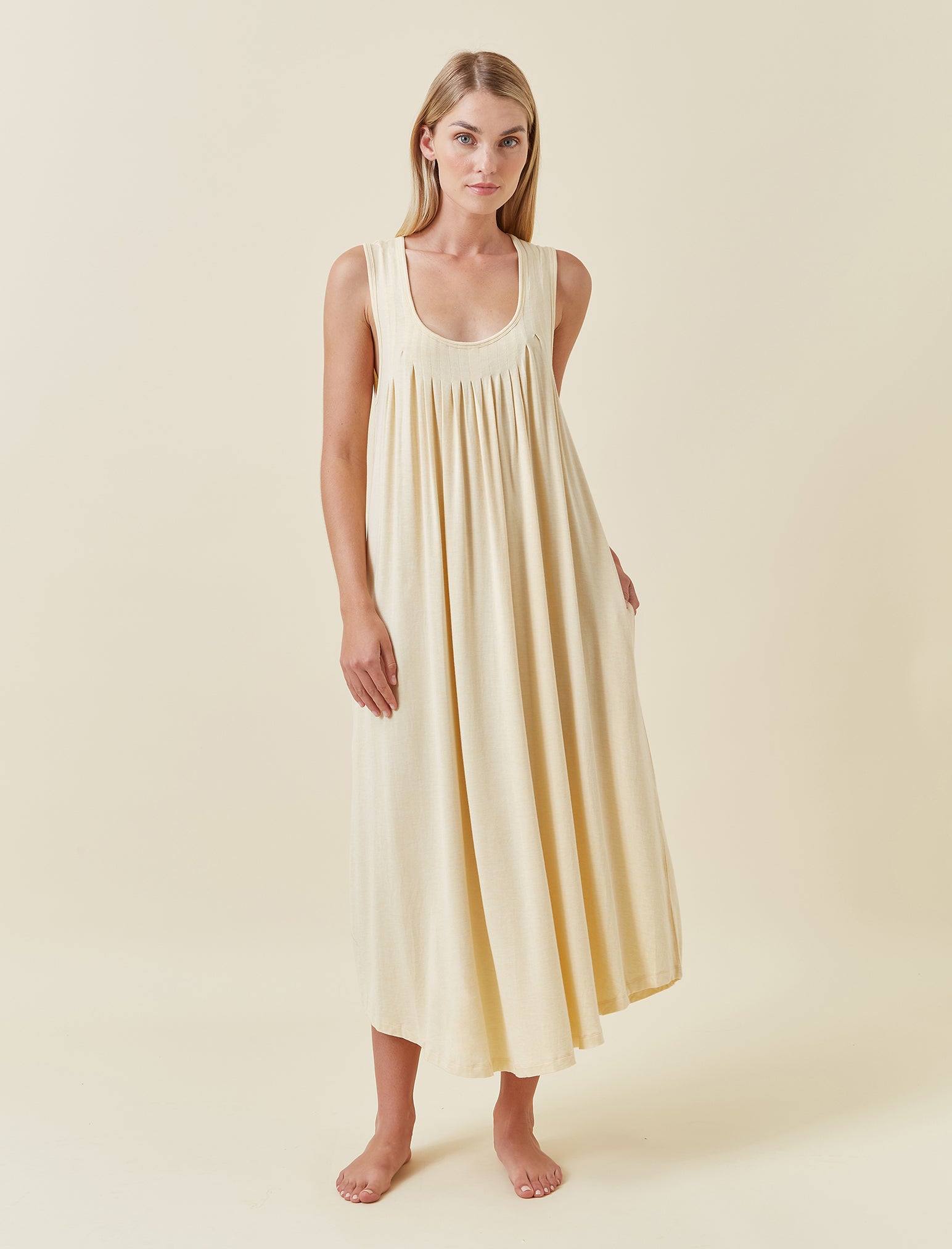 Kate Modal Soft Pleat Front Maxi Nightgown