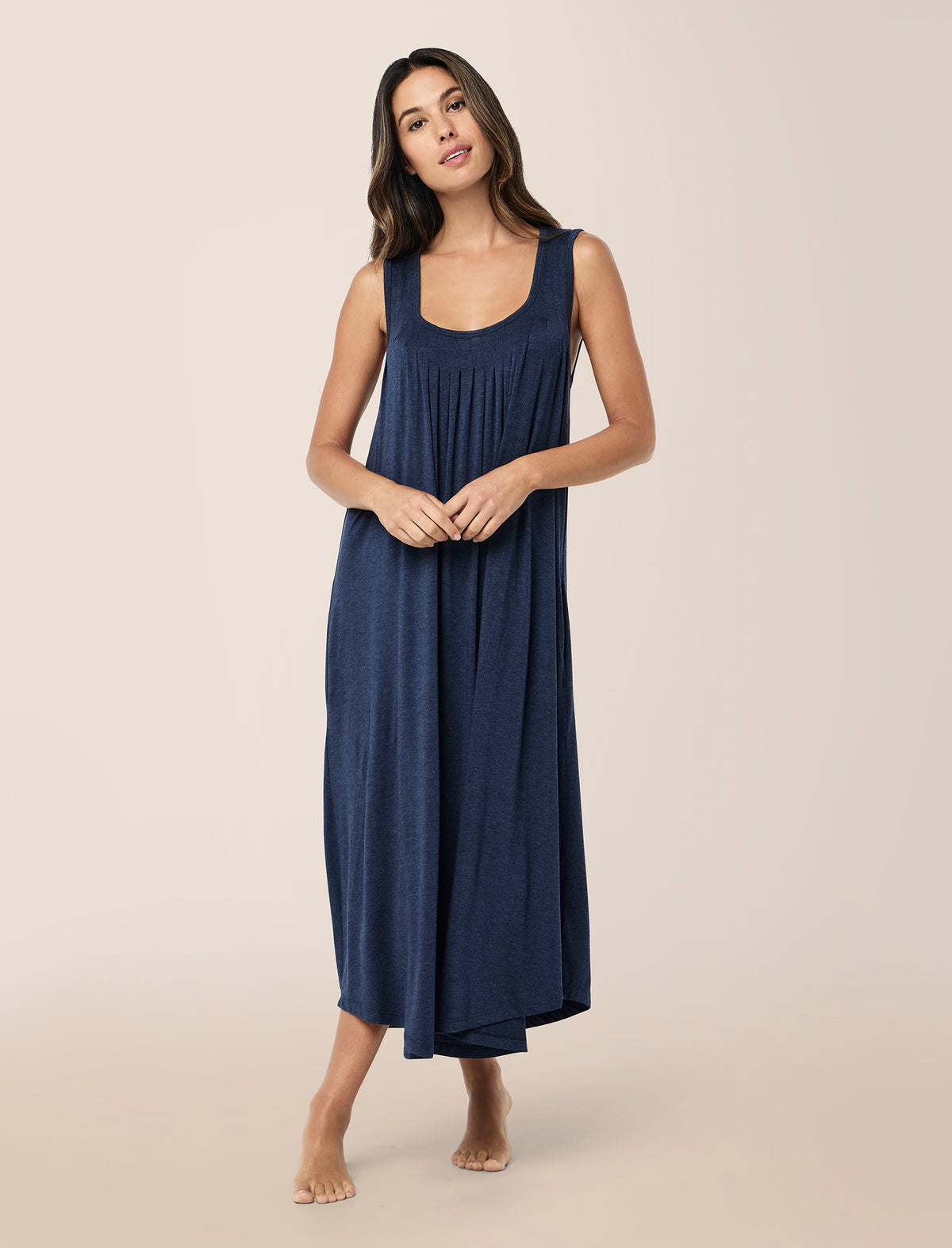 Kate Modal Soft Pleat Front Maxi Nightgown