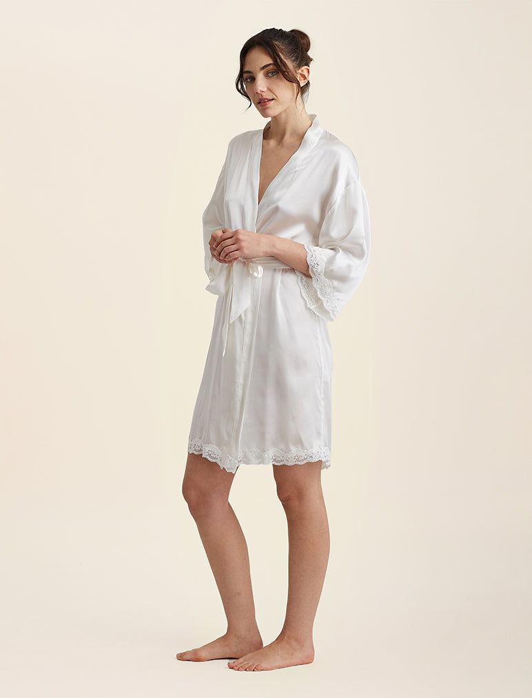 Camille Silk Lace Short Robe – Papinelle Sleepwear US