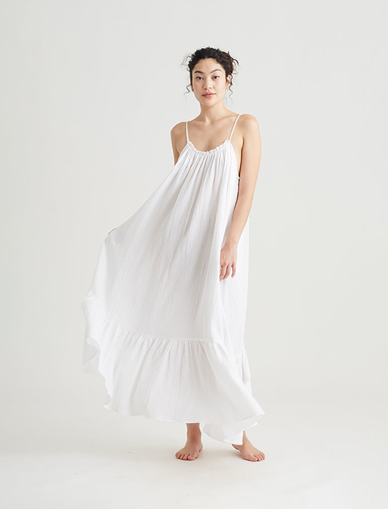 Ashley Textured Cotton Strappy Maxi Nightie – Papinelle Sleepwear US