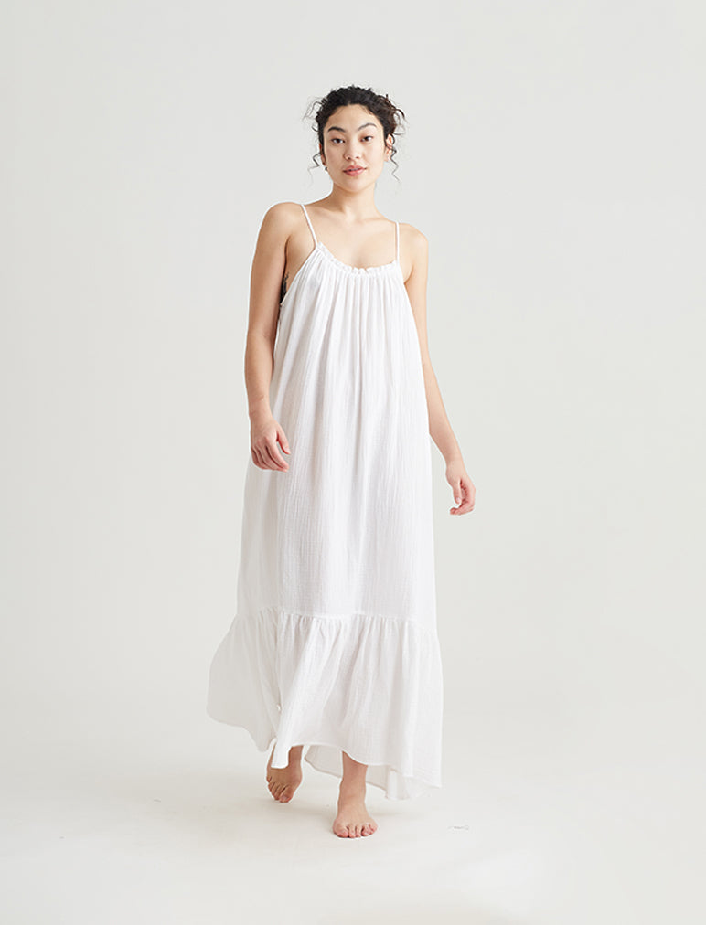Ashley Textured Cotton Strappy Maxi Nightie – Papinelle Sleepwear US